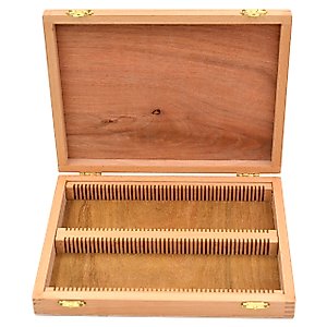 EISCO Wooden Slide Box for 100 Slides, with Latches- Fits 75x25mm Slides