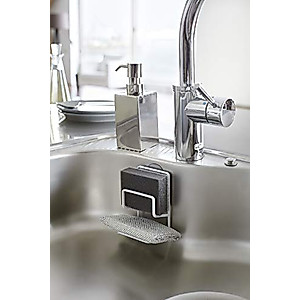YAMAZAKI home 2264 Double Sponge Holder-Steel Rack Organizer for Kitchen Sink, One Size, White