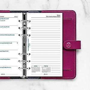 Filofax Calendar Diary Refill, Personal/Compact Size, Week on One Page with Notes, White Paper, Multilingual: Five Languages, 2024 (C68409-24)