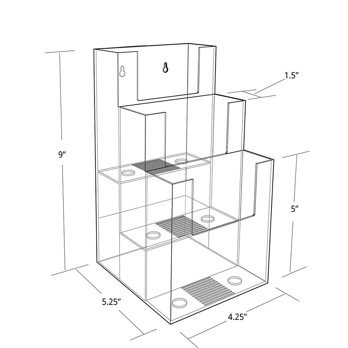 Azar Displays 252033 Three-Tier Tri-Fold Brochure Holder, Acrylic Boxes for Display-Table Menu Holder Stands (4.25”W X 5.25”D X 9.125”H)-Tabletop Pamphlet Holder-Literature & Leaflet Holder, 2-Pack