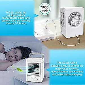 Personal Air Cooler, 5000 mAh Battery Operated 60° and 120°Auto Oscillation,Portable Air Conditioner Fan with 3 Refrigeration and 3 Wind Speeds,Ultra Quite Cooling Fan for Outdoor Home and Office