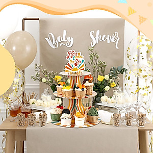 Here Comes the Son Baby Shower Decorations Cupcake Stand 3 Tier Baby Shower Cupcake Stand Here Comes the Son Baby Shower Supplies for Boho Baby Shower Gender Reveal Birthday Party Supplies