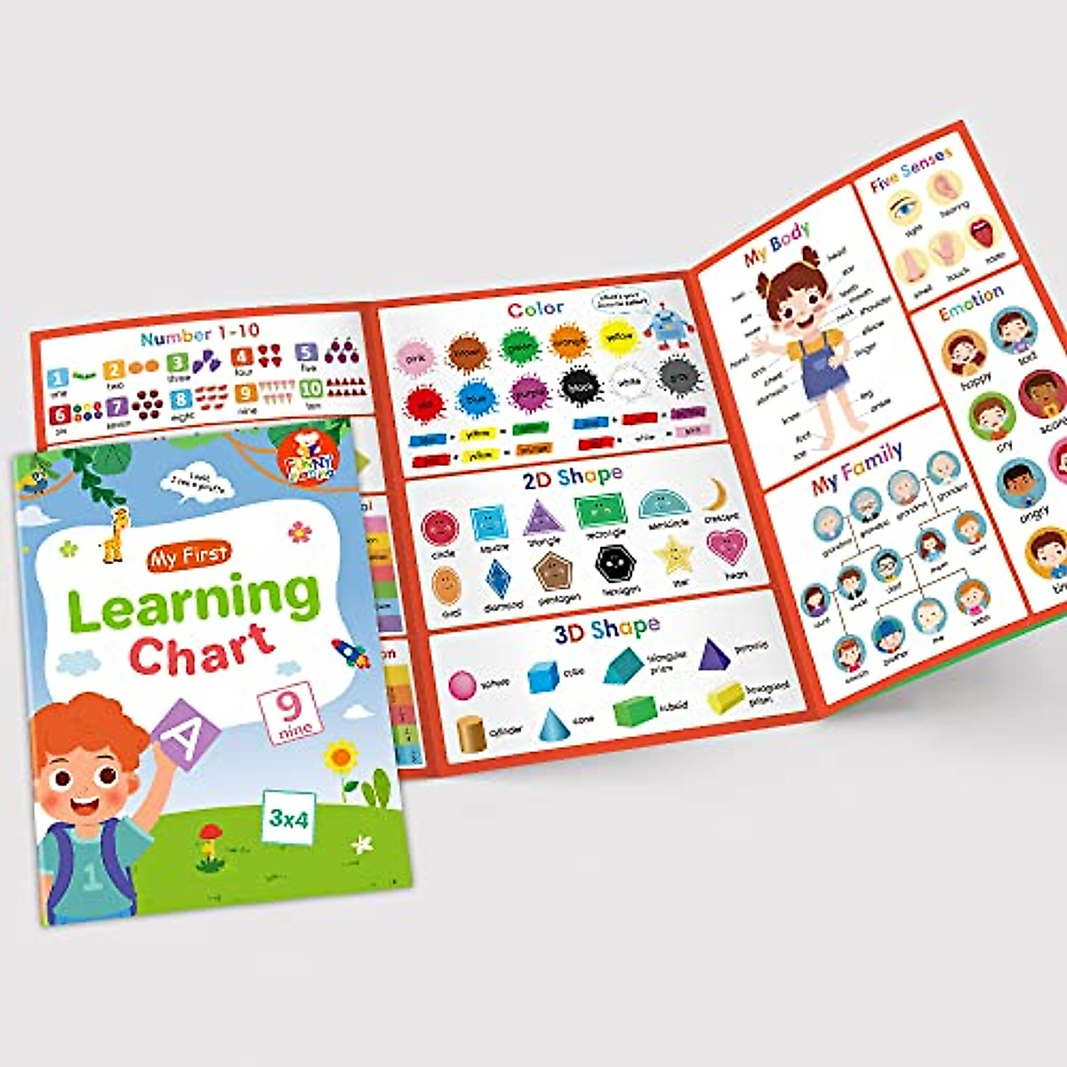 Lachilly My First Learning Chart and My First Phonics Chart Set Words Learning Sheet Educational Poster Vocabulary Building Flashcards Worksheet Teacher Teaching Aids for Pre-Kindergarten