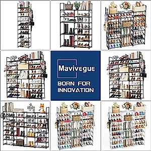 Mavivegue Metal Shoe Rack Organizer，8 Tiers Tall Shoe Shelf Storage，40-45 Pairs Vertical Large Boot Rack,Stackable Shoe Racks for Entryway, Closet, Garage, Bedroom,Cloakroom -Black