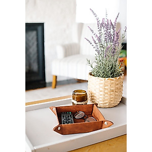 Cross Leather Valet Tray for Men with Scripture Included | EDC Dump Tray Catholic First Communion Gifts for Boys, Christian Gifts for Dad, Thoughtful Gifts for Men