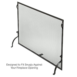 UniFlame, S-1127, Small Wrought Iron Spark Guard Fireplace Screen (41" Wide x 31.5" Tall)