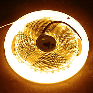 16.4ft LED Flexible Light Strip, Super Bright 300 Units LEDs SMD 4040 12V Non-Waterproof Light Strips Ribbon for DIY Christmas Holiday Home Kitchen Party Decoration (Warm White)