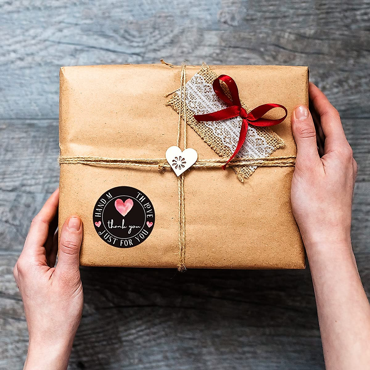 Littlefa 1.5” Hand Made with Love Just for You Stickers,Thank You Stickers,Bakeries Stickers,Handmade Stickers,Small Business Stickers, Envelopes Stickers, Gift Bags Packaging 500 PCS