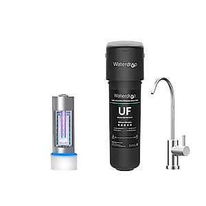 Waterdrop 10UB-UF 0.01 μm Ultra Filtration Under Sink Water Filter System and Waterdrop LED UV͎ Ultrąviolët Water Filter for Under Sink Water Filter System