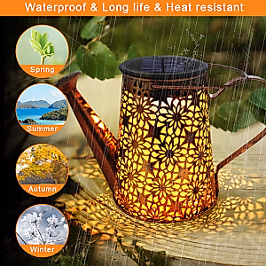 Solar Watering Can Lights,Solar Outdoor Lights,Outdoor Hanging Waterproof with 90Led String Lights,Decorations for Lawn,Backyard,Patio,Chrismas,Retro Metal Lights for Gifts for Mom Women Birthday