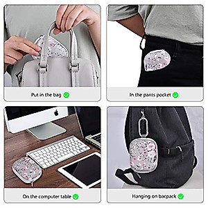 Earbud Case, AIRSPO Airpods Pro 2nd Generation Earphone Organizer Carrying Case Small Storage Bag Hard EVA Shockproof Cover with Carabiner Clip (Grey Pink Rose)