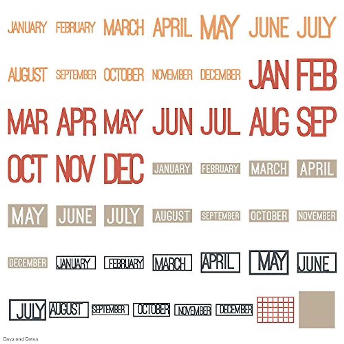 Cricut 2002574 Days and Dates Cartridge