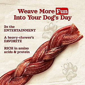 Natural Farm Odor-Free Braided Bully Sticks (6 Inch, 5 Pack) - 100% Grass-Fed Beef, Grain-Free, Low Fat & Fully Digestible Best Dental Treats - Safest Long Lasting Pizzle Chews to Keep Your Dog Busy