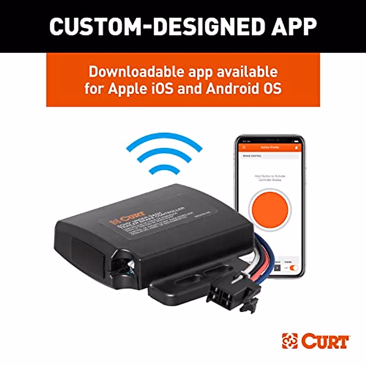 CURT 51190 Echo Under-Dash Electric Trailer Brake Controller with Bluetooth-Enabled Smartphone Connection, Proportional, Plastic
