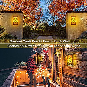 LazyBuddy Solar Flame Lights Outdoor, Flickering Flames Solar Wall Light, 66 LED Waterproof Fire Effect Decoration Lighting Wall Lanterns for Garden, Fence, Patio, Deck, Auto On/Off Dusk to Dawn