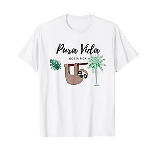 Costa Rica Pura Vida Sloth Palm Tree T-Shirt