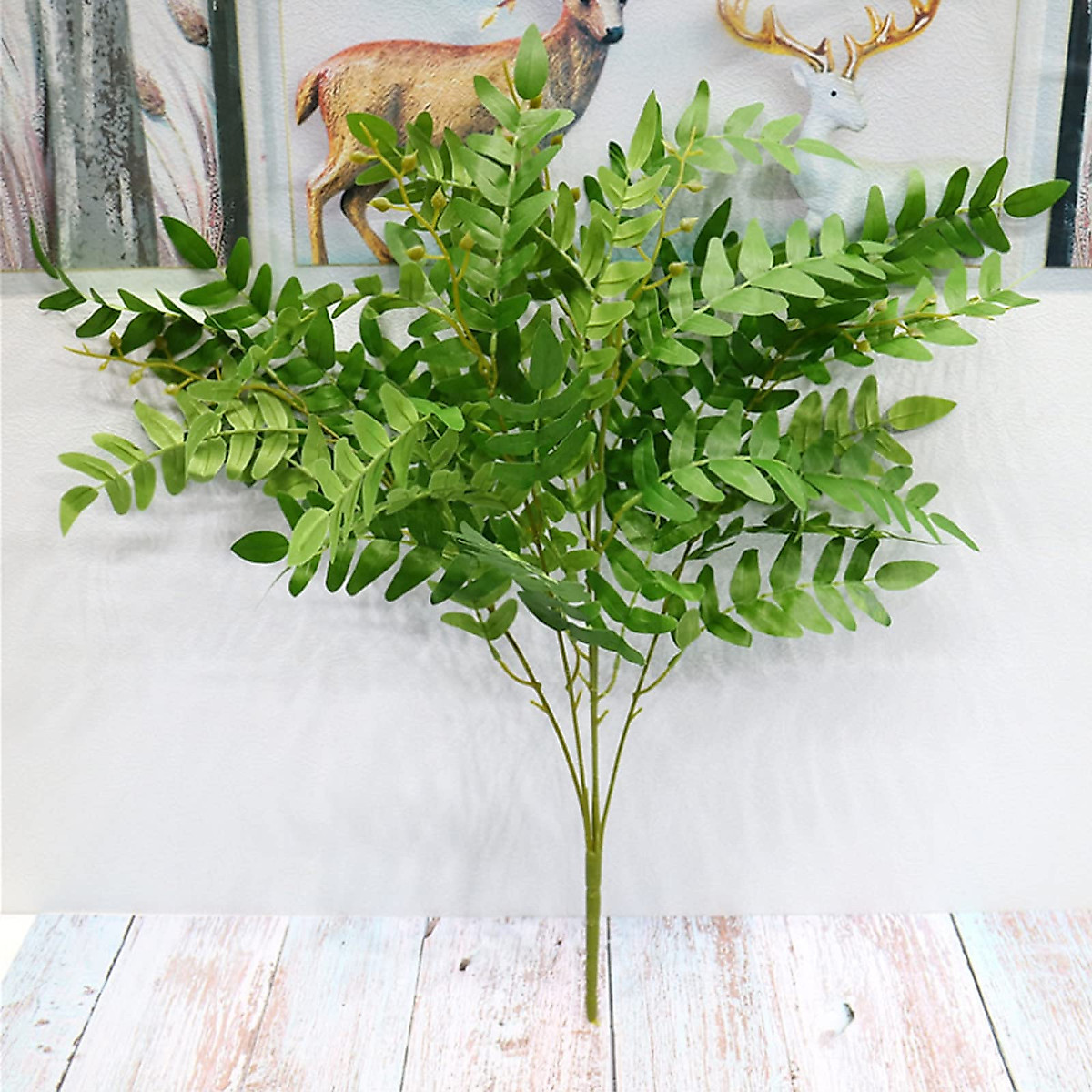 RIFNY Artificial Plants, Artificial Locust Tree Leaves 20.5 inch 3 Pack of Fake Green Shrubs Artificial Leaf, Faux Indoor Outdoor Greening for Home Garden Balcony Window Décor