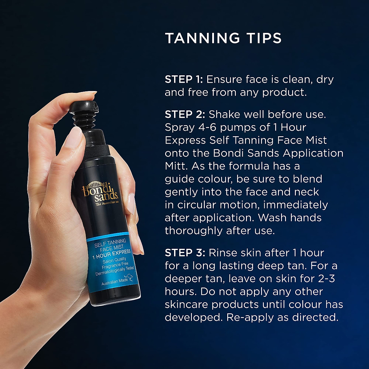 Bondi Sands 1 Hour Express Self Tanning Face Mist | Lightweight Dual Action Formula, Dermatologically tested, Suitable for Sensitive Skin | 2.36 Fl Oz