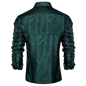 DiBanGu Mens Emerald Green Dress Shirts Long Sleeve Casual Button Down Green Shirts for Party Wedding