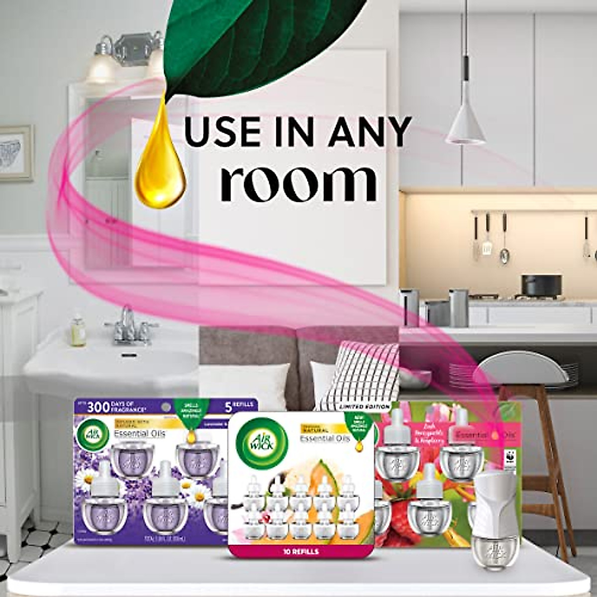 Air Wick Plug in Scented Oil, Starter Kit, Lavender and Chamomile 1ct, Essential Oils, Air Freshener, Purple (Pack of 2)