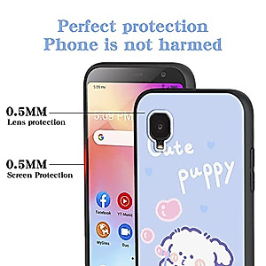 Nuouxoco for Alcatel TCL A3 Phone Case, for TCL A509DL Cover Fun Cute Dog Design Cartoon Animal Style with Strap Lanyard Slim Soft TPU Bumper Shockproof Protective Purple Case - Cute Puppy
