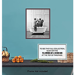 Bear Wall Decor - Bear Wall Art - Funny Bathroom Decor for Women, Kids - Bathroom Pictures - Bath Wall Decor - Cute Modern Bathroom Accessories - Cool Unique Bathroom Sign- Powder Room - Restroom Sign