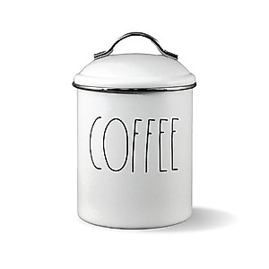 Rae Dunn Tin Coffee Canister, Tin Canister with Lid and Elongated Writing