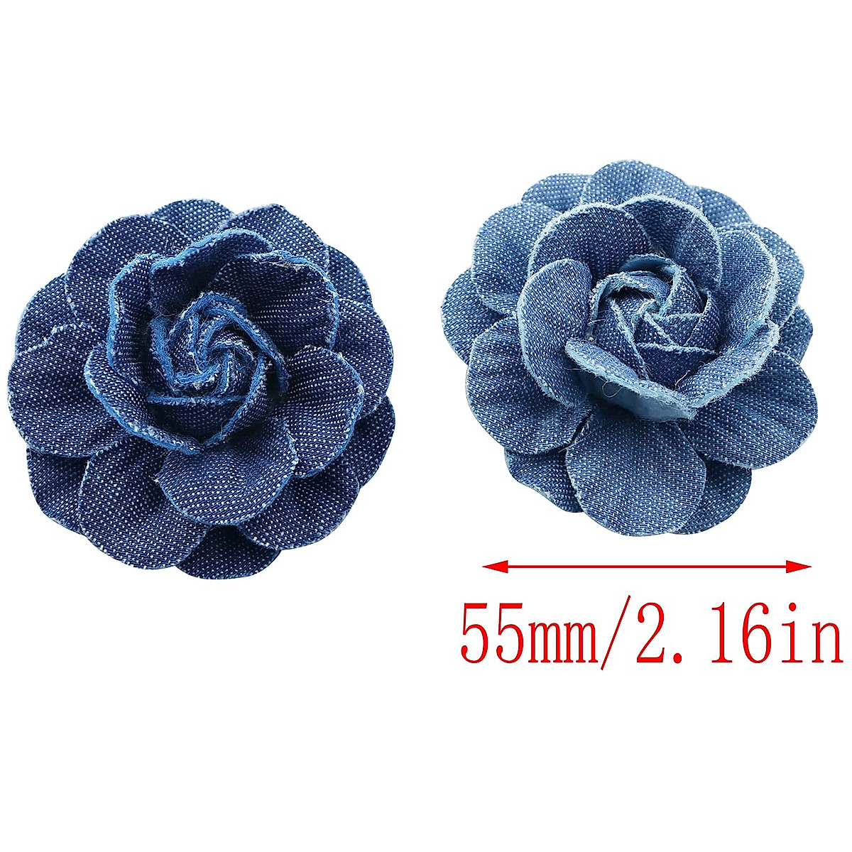 LQ Industrial 6pcs Denim Flower Cloth 3 Sizes Fabric Flower for Clothes Decoration DIY Crafts Supplies Scrapbooking