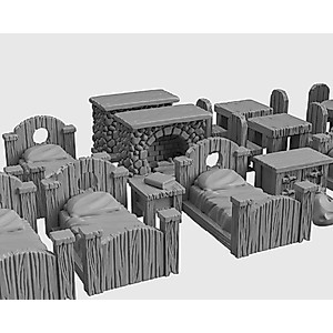 3DEGOS Tavern Furniture Set Set DND Terrain 28mm for Dungeons and Dragons, D&D, Pathfinder, Warhammer 40k, RPG, Miniatures, Age of Sigmar, Tabletop, D and D, Dungeons and Dragons Gifts