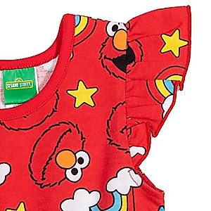 Sesame Street Elmo Baby Girls French Terry Ruffle Romper Red 24 Months