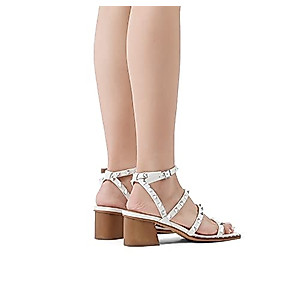 DREAM PAIRS Clear Heels for Women Sexy Chunky Block Square Toe Heels Rivet Studded Wedding Shoes Low Heels Open Toe Bridal Pumps Sandals Clear Rhinestone Size 10 SDHS2223W