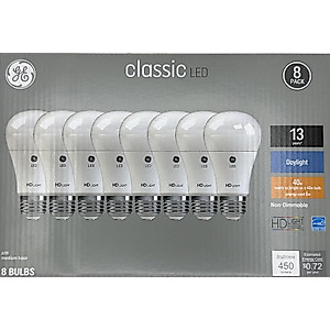GE Classic LED Light Bulbs, 40 Watt Eqv, Daylight, A19 Standard Bulbs (8 Pack)