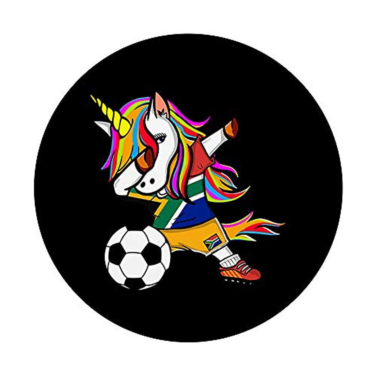 Funny Dabbing Unicorn South Africa Football Flag Soccer PopSockets Grip and Stand for Phones and Tablets