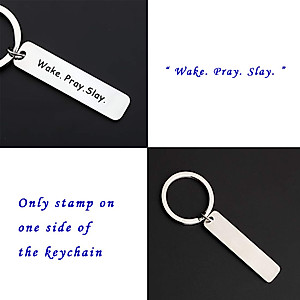 CENWA Wake Pray Slay Quote College Student Gift Friendship Keychain Morning Motivation Inspiring Jewelry Gift For Best Friend (Wake play slay K)
