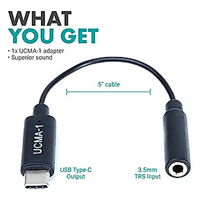 Movo UCMA-1 Female 3.5mm TRS Microphone Adapter Cable to USB Type-C Connector Dongle - Compatible with Samsung Galaxy, Pixel, Moto, HTC, iPad Pro Smartphones and Tablets - USB C to 3.5mm Audio Adapter