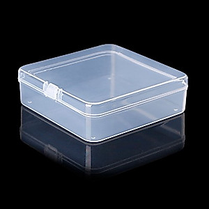 Happyaer Storage Box Square Transparent Plastic Jewelry Storage Boxes Beads Crafts for Case Container, 9x9x2.5cm