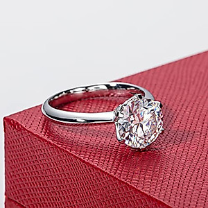 CADYNO Moissanite Engagement Ring 3ct D Color Lab Grown Created Diamond 14k Solid Real White Gold Eternity Wedding Solitaire Ring for Women 7