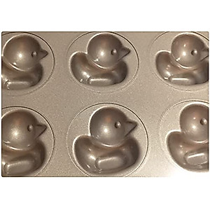 PALPLUS Duck Bird Shape Pans for Baking 6-Cavity Cake Pan Non-Stick Bake-ware Mold for Oven Baking Champagne Gold For Baking Decorating