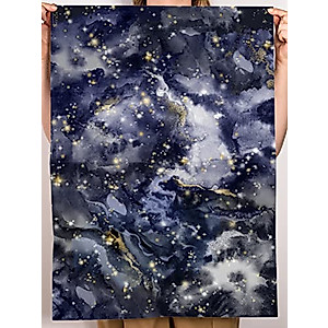 CENTRAL 23 Galaxy Wrapping Paper - Blue And Gold Wrapping Paper - 6 Sheets Gift Wrap - Watercolor Night Sky - Space Themed Gifts - Comes With Fun Stickers