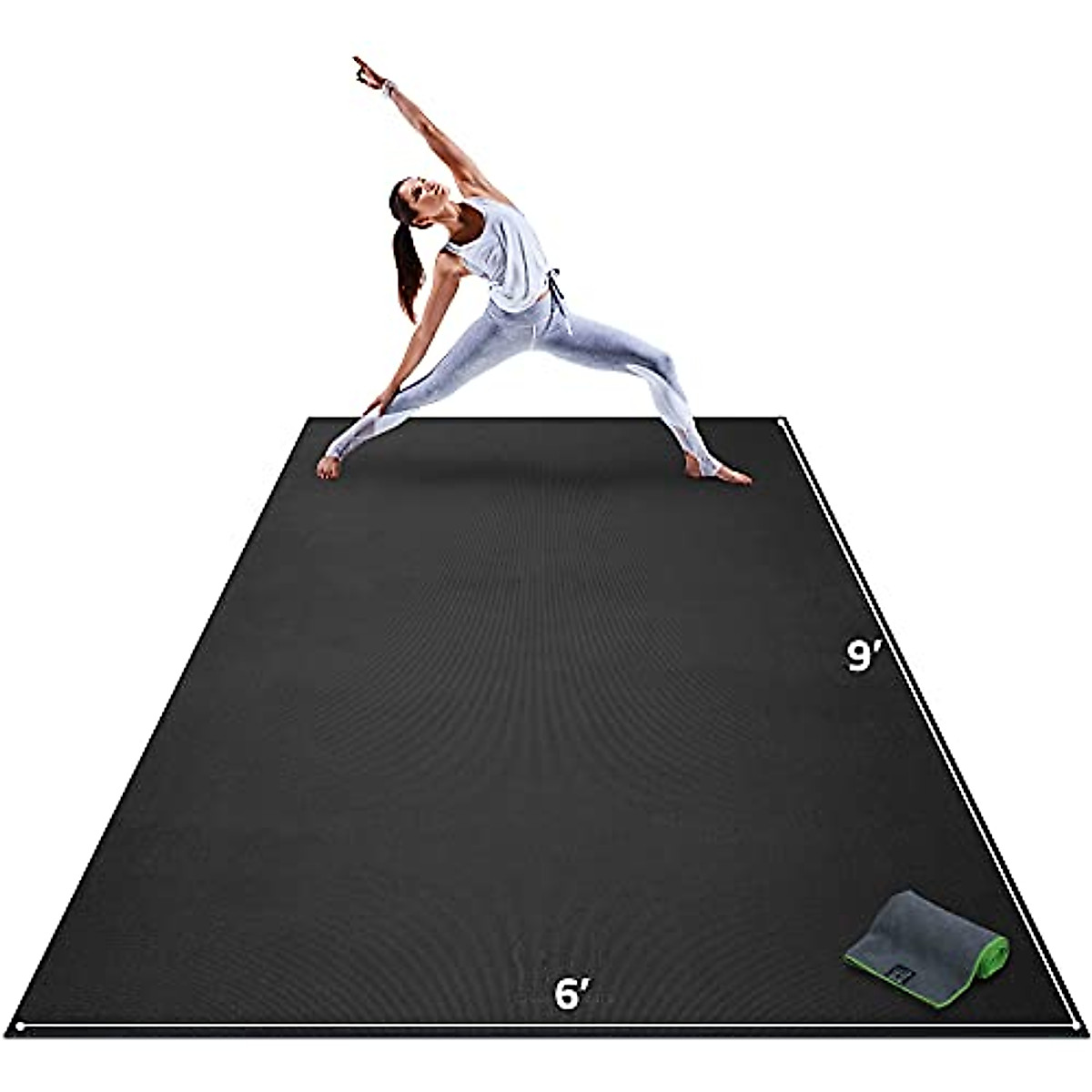 Gorilla Mats Premium Extra Large Yoga Mat – 9' x 6' x 8mm Extra Thick & Ultra Comfortable, Non-Toxic, Non-Slip Barefoot Exercise Mat – Works Great on Any Floor for Stretching, Cardio or Home Workouts
