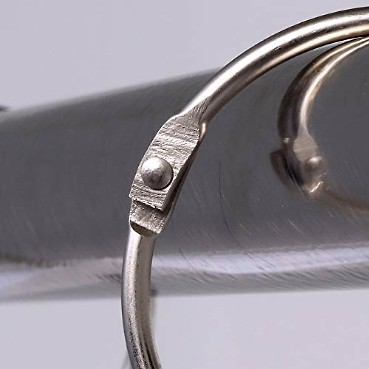 SlipX Solutions Brushed Nickel Simple Slide Shower Curtain Rings Provide Effortless Gliding on Standard Shower Rods (Rust Resistant, Snap Closure, Set of 12)