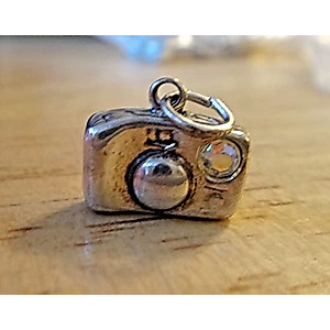 New Sterling Silver 3D 12x13mm Digital Camera Photography CZ as Flash Charm CII3443SEE