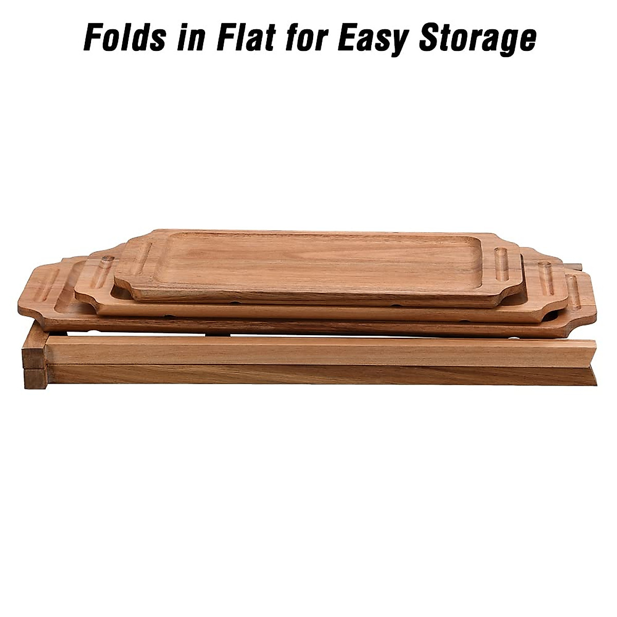 KADAR Acacia Wood Tiered Serving Tray, 3 Tier Serving Platter Party Serving Dishes Trays Platters-3 Trays of Max Length 20” and 6.5” Width