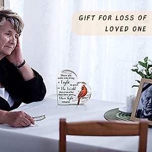 Red Cardinal Gifts Sympathy Gifts Memorial Gift for Loss of Loved One Sympathy Decorations Acrylic Glass Heart Memorial Gift Table Centerpieces Remembrance Decor (Classic Style)