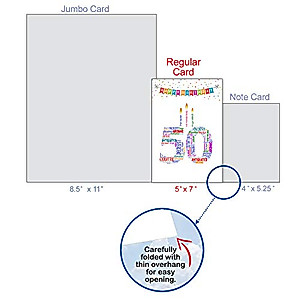 NobleWorks - 50th Funny Card for Birthday - Milestone Bday of 50 Years, Celebrate and Congrats Notecard with Envelope - Word Cloud 50 C3249MBG