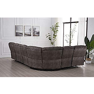 Betsy Furniture Large Microfiber Reclining Sectional Living Room Sofa in Grey 8019 [Left or Right]