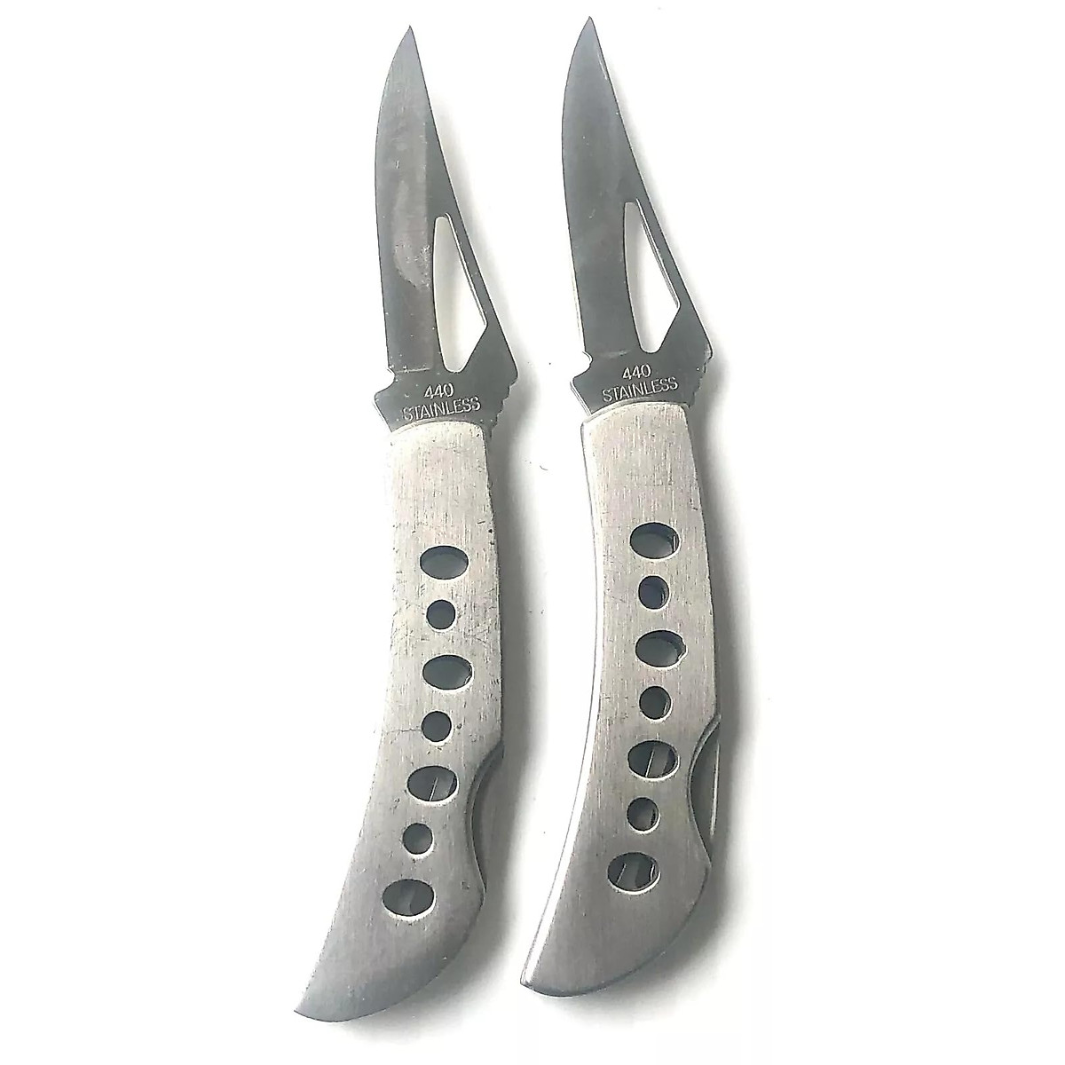 3 PC 440 STAINLESS STEEL Pocketknife Steel Handle & Blade, Lockback, New