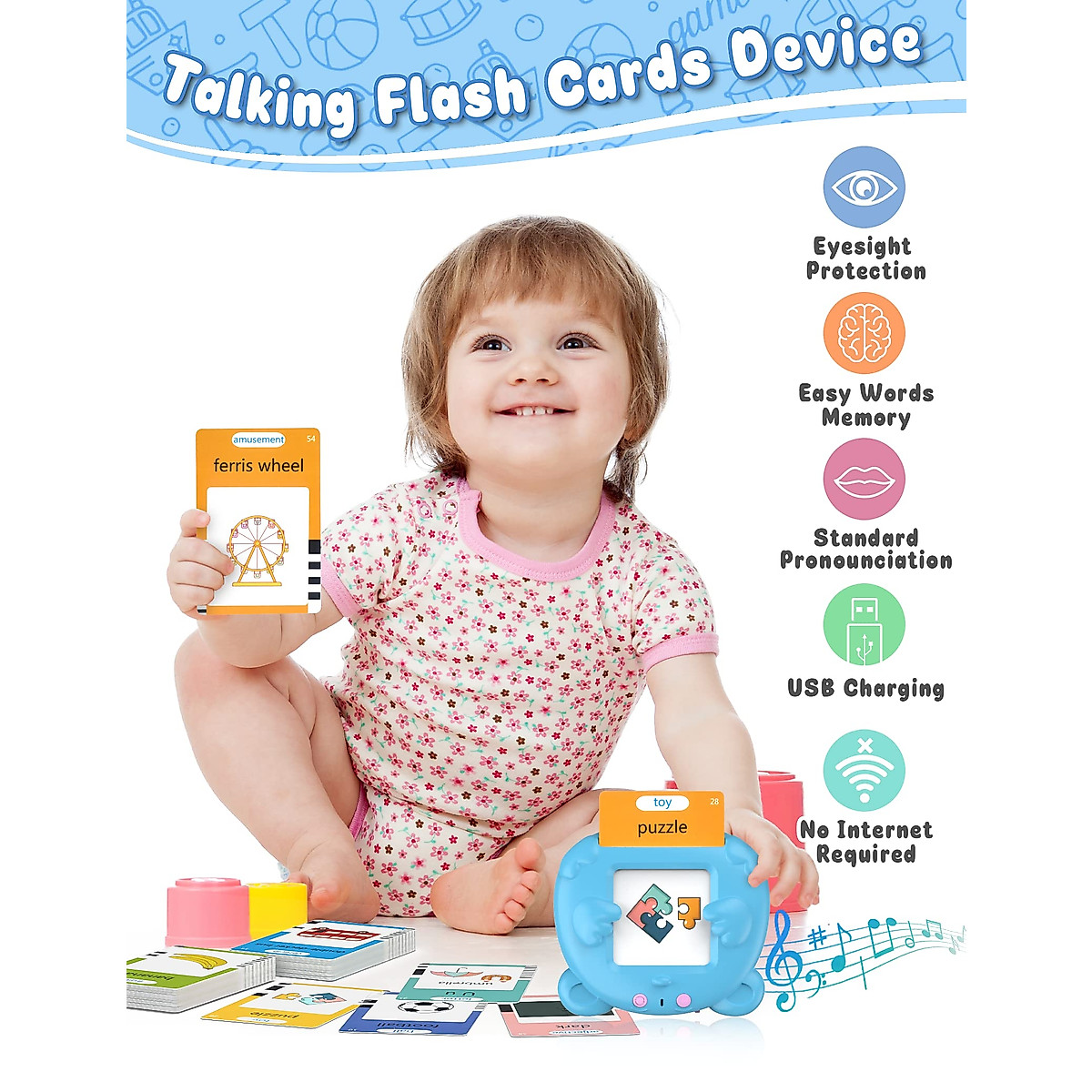 510 Sight Words Talking Flash Cards for Toddlers 2-4 Years, Pocket Speech for 2 Year Olds, Kids English Learning Flashcards Educational Toys, Speech Therapy Toys for Toddlers 1-3
