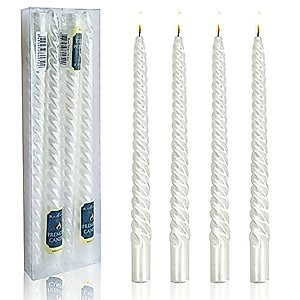 Gedengni 4pcs White Twist Taper Candle, Spiral Taper Candle, Taper Twisted Dinner Dining Table Wedding Spiral Long Candles Wax