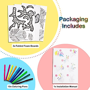 Hautton 3D Coloring Puzzle, Creative DIY Painting Puzzle Set Toy with 10 Colouring Pens, Fun Arts Crafts Gift for Kids Age 3 4 5 6 7 8 9 10 11 12 -Elk